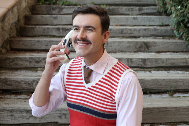 1990s Businessman Using the First Mobile Phone Stock Photo - Image of ...