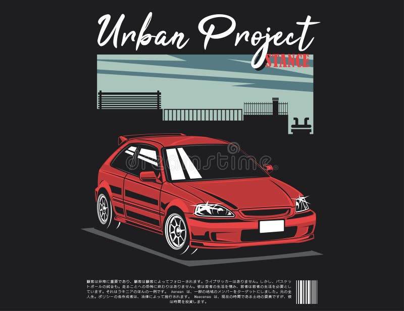 90s Car Design Vector with Sky and Roof Top Background Illustration ...