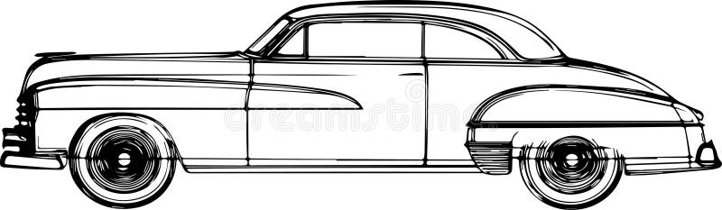 1940s Classic Coupe Vintage Car Drawing Stock Illustration ...