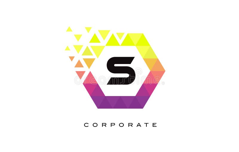 S Colorful Hexagon Shaped Letter Logo Design. Stock Vector ...