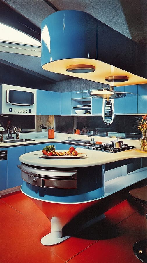 A 1950s Concept of a Futuristic Kitchen with Floating Appliances. Stock ...