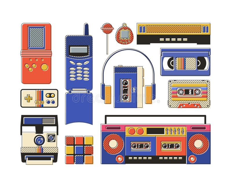 90s Decade Set Icons Vector Illustration Design Stock Vector ...