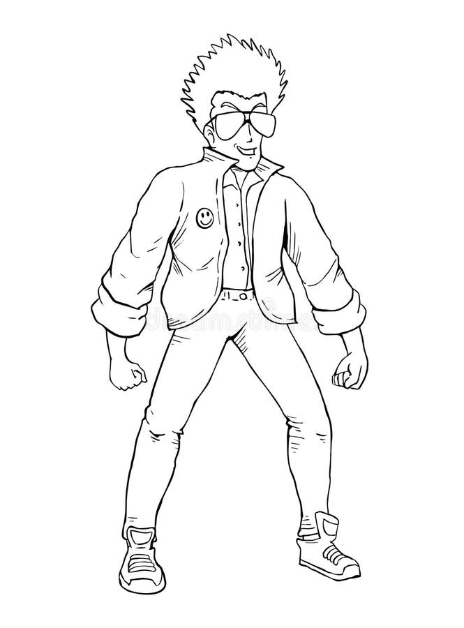 80s Fashion Man Draw To Coloring Stock Vector - Illustration of vector ...