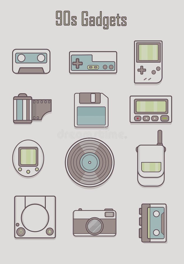 90s gadgets. stock vector. Illustration of design, phone - 68246916