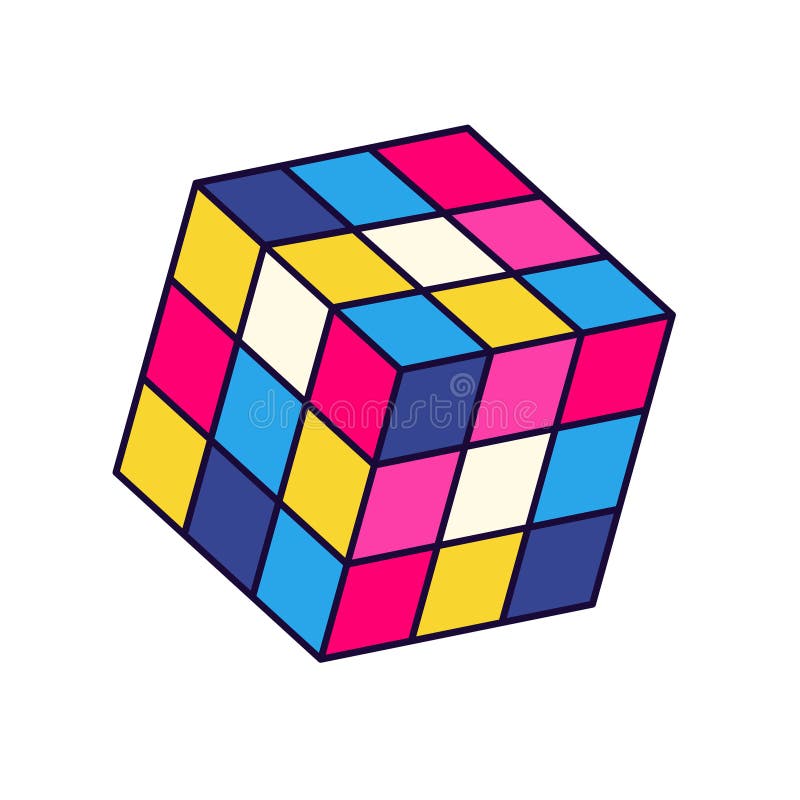 90s Game or Rubik Cube Icon. Vector Retro Puzzle. Stock Illustration ...
