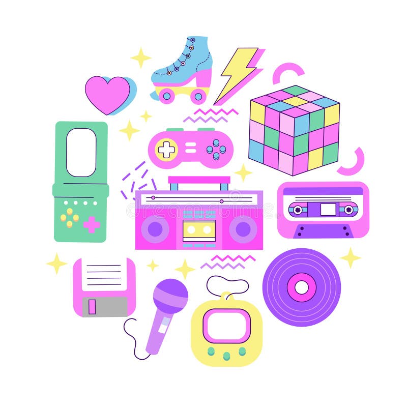 80 s icons set stock vector. Illustration of vector - 271723595