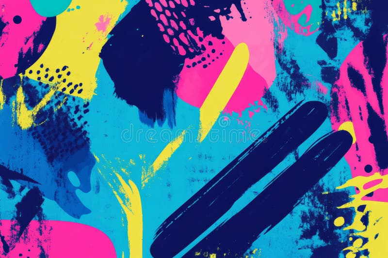 1990s Inspired Background Bold Oversized Text Funky Abstract Patterns ...