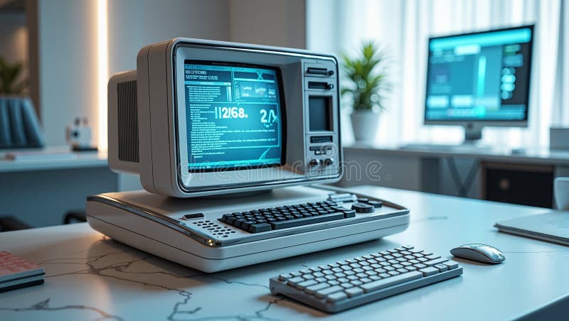 A 1980s-inspired Computer Terminal with a Chunky, Retro Design Stock ...