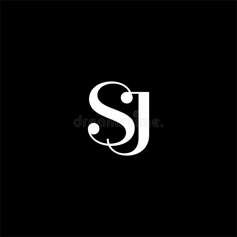 S J Letter Logo Abstract Design on Black Color Background. Stock ...