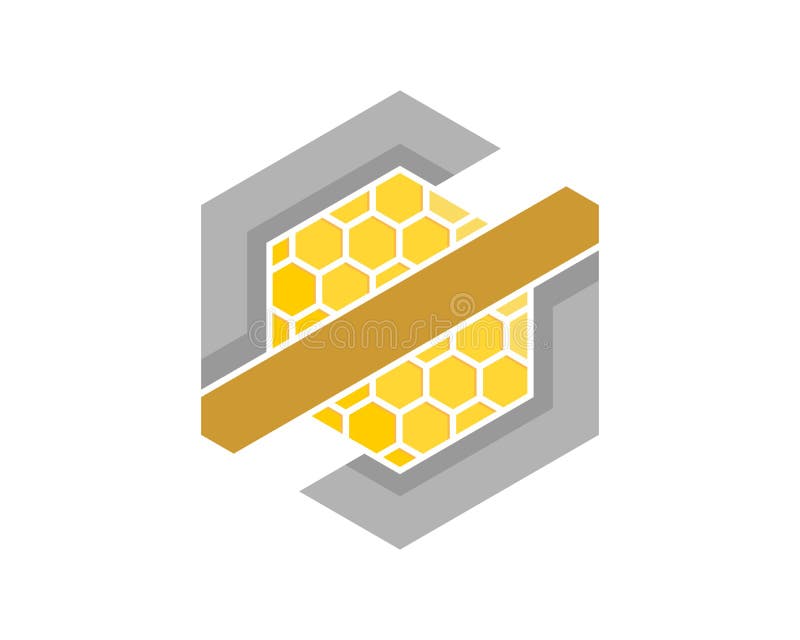 S Letter Hexagon with Beehive Inside Stock Illustration - Illustration ...
