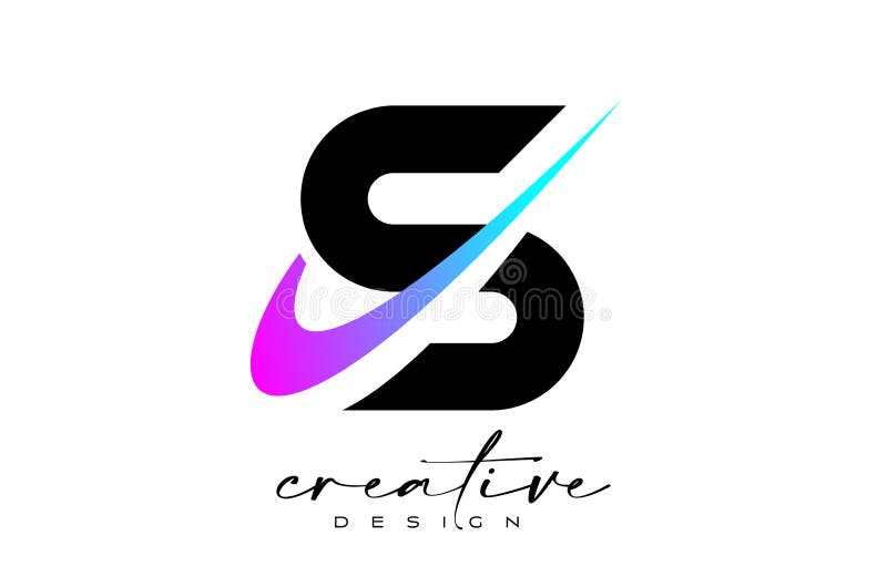 S Letter Logo Design with Creative Purple Blue Swoosh. Letter S Initial ...