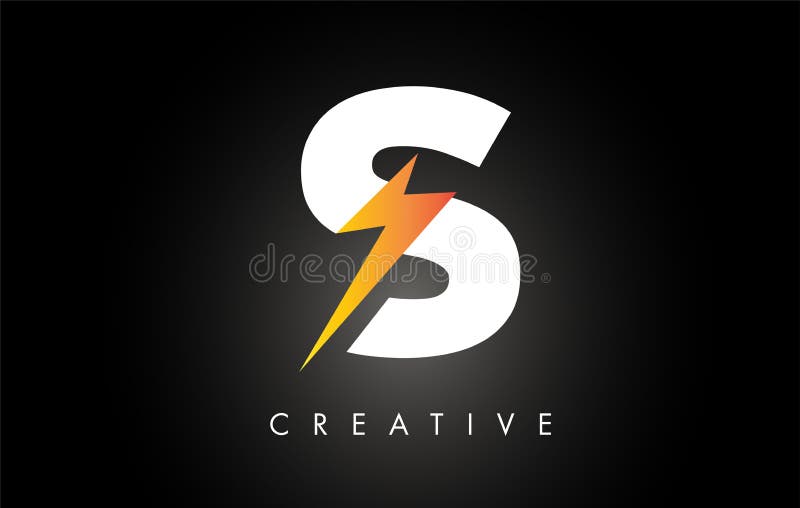S Letter Logo Design with Lighting Thunder Bolt. Electric Bolt Letter ...