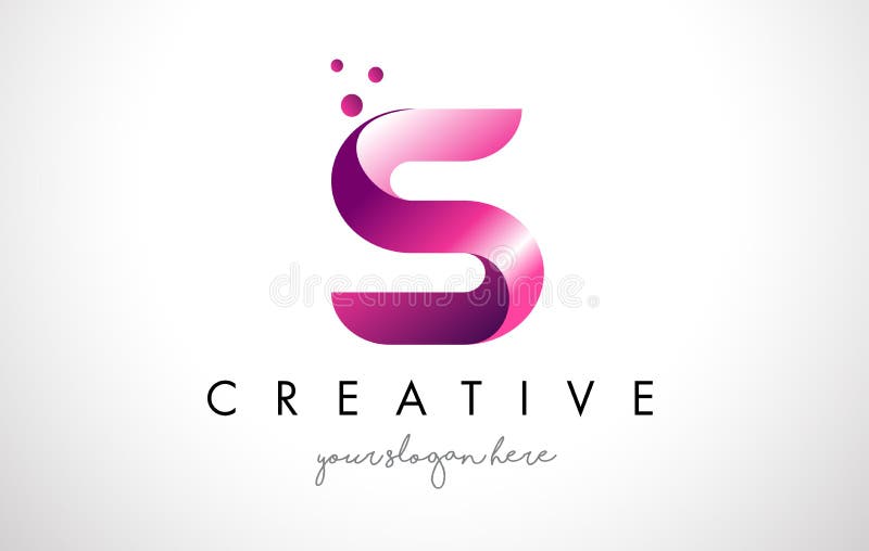 S Letter Logo Design with Purple Colors and Dots Stock Vector ...