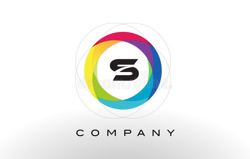 S Letter Logo with Rainbow Circle Design. Stock Vector - Illustration ...