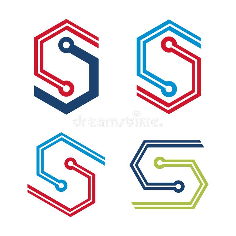 S Letter Modern Technology Symbol Collection Set Isolated Stock Vector ...