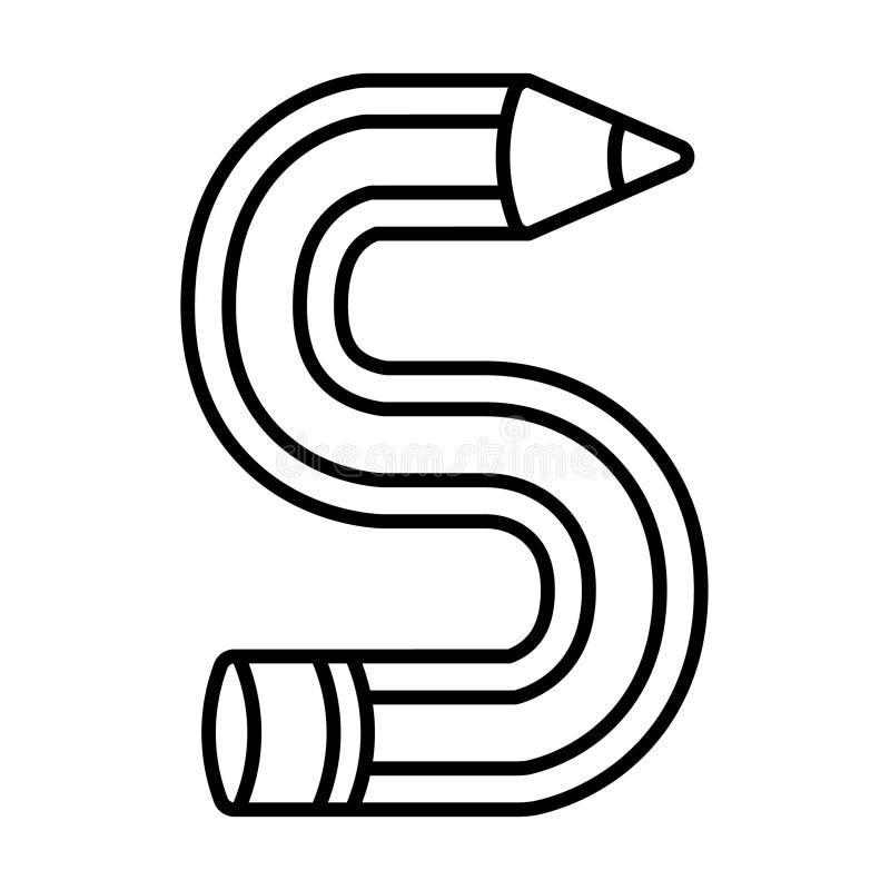S Letter Pencil Letter Font. Stock Vector - Illustration of bending ...