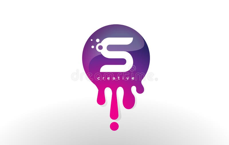 S Letter Splash Logo. Purple Dots and Bubbles Letter Design Stock ...