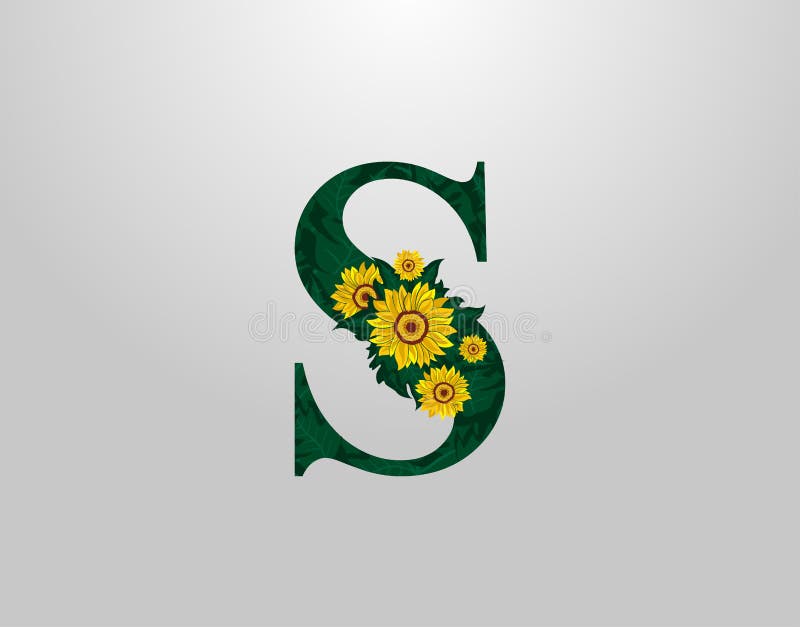 S Letter with Sunflower Vector Design. Flower S Logo Icon Stock ...