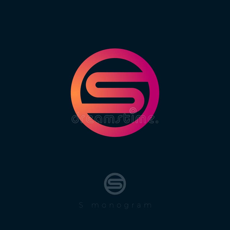 S Logo. S Monogram. Pink Gradient Logo on a Circle. Stock Vector ...