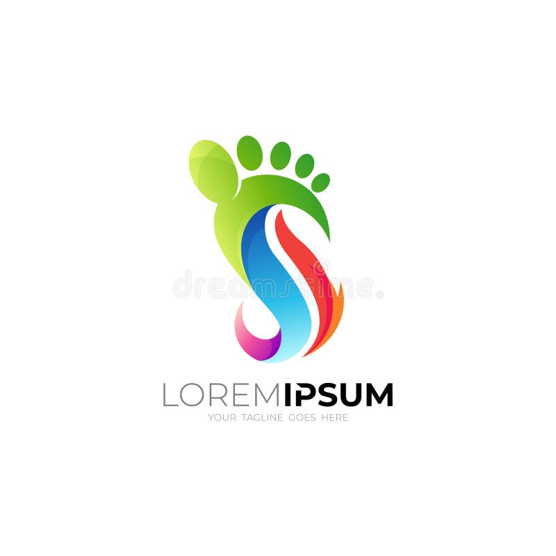 S Logo with Soles of Feet , 3d Colorful Design Illustration Stock ...