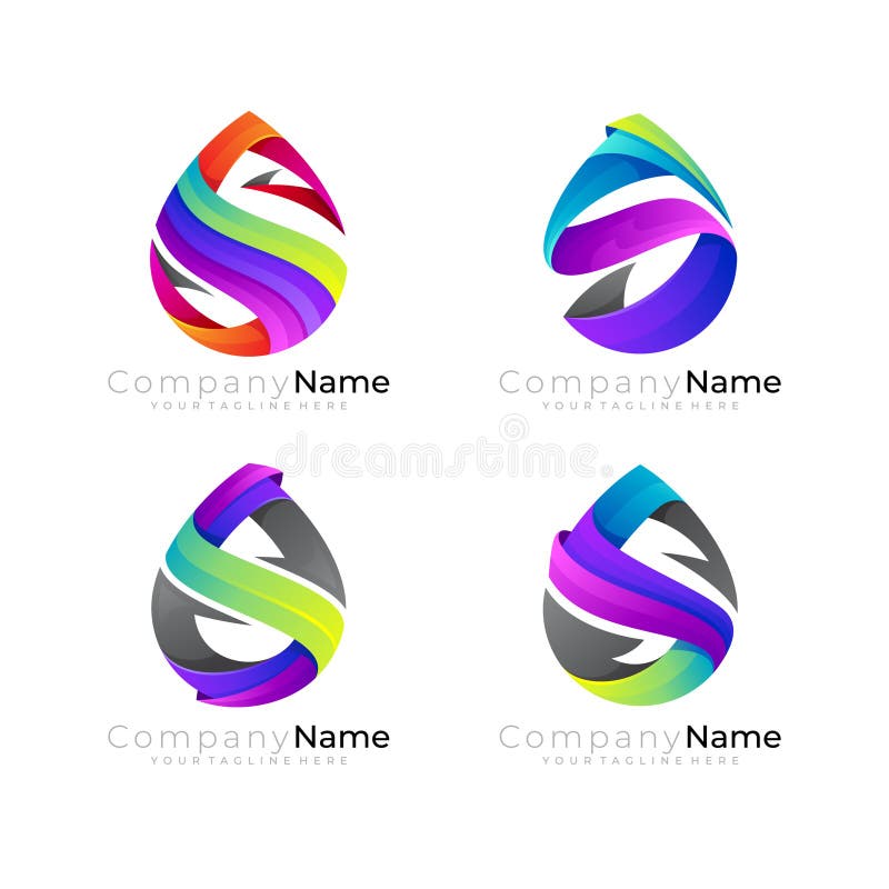 S Logo and Water Drop Design, Set Water Drop Stock Vector ...