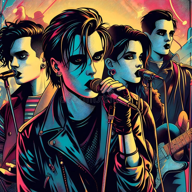 80s new wave band stock illustration. Illustration of weekend - 363498089