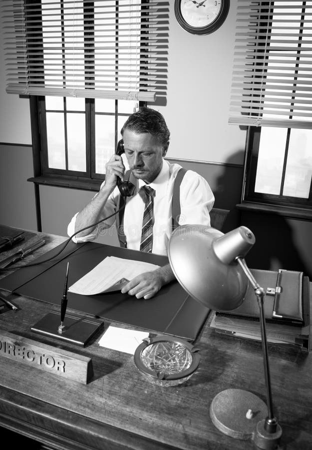 1950s Office: Director on the Phone Stock Image - Image of white, retro ...