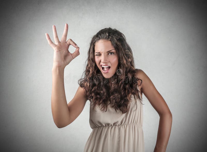 That s ok! stock photo. Image of thumb, hand, woman, approved - 46361108