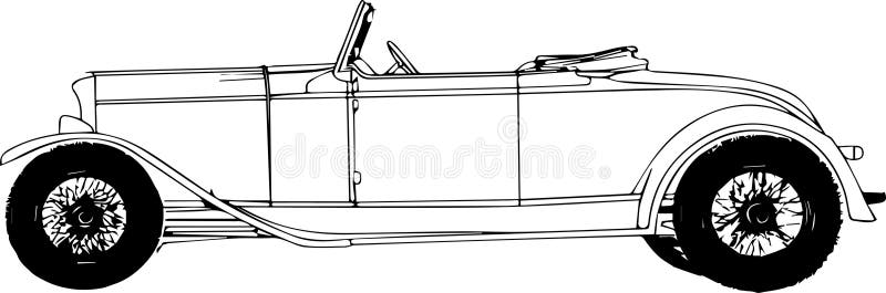 1930s Open-Top Classic Car Side Profile Illustration Stock Illustration ...