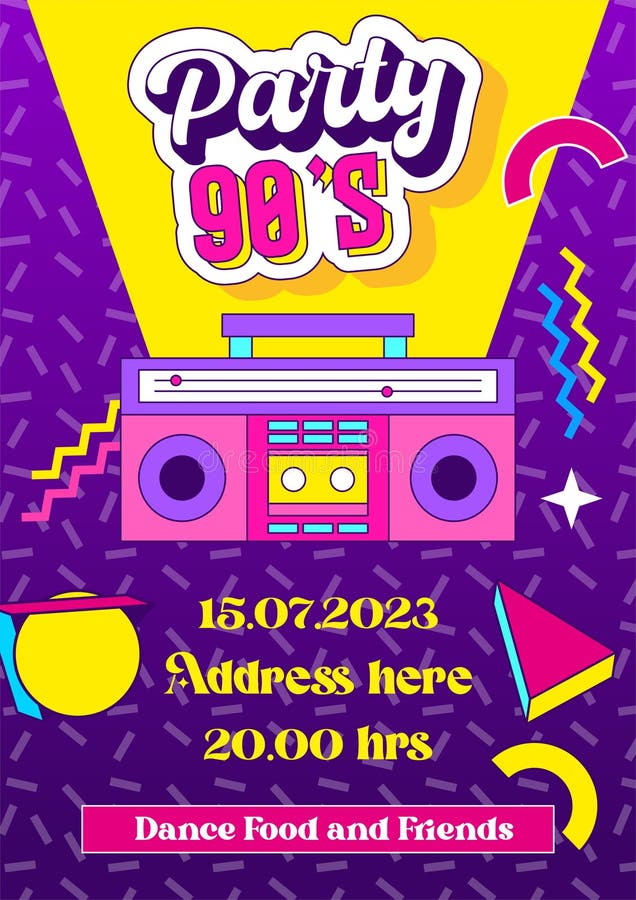 90 s party invitation card stock vector. Illustration of poster - 270892432