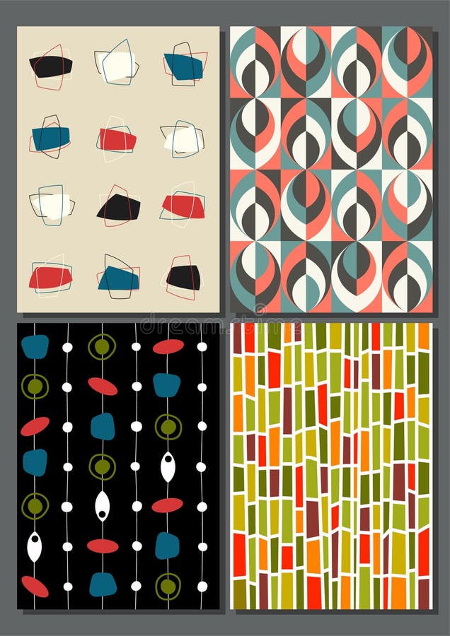 1960s Pattern Set, Abstract Repeaing Backgrounds Stock Illustration ...