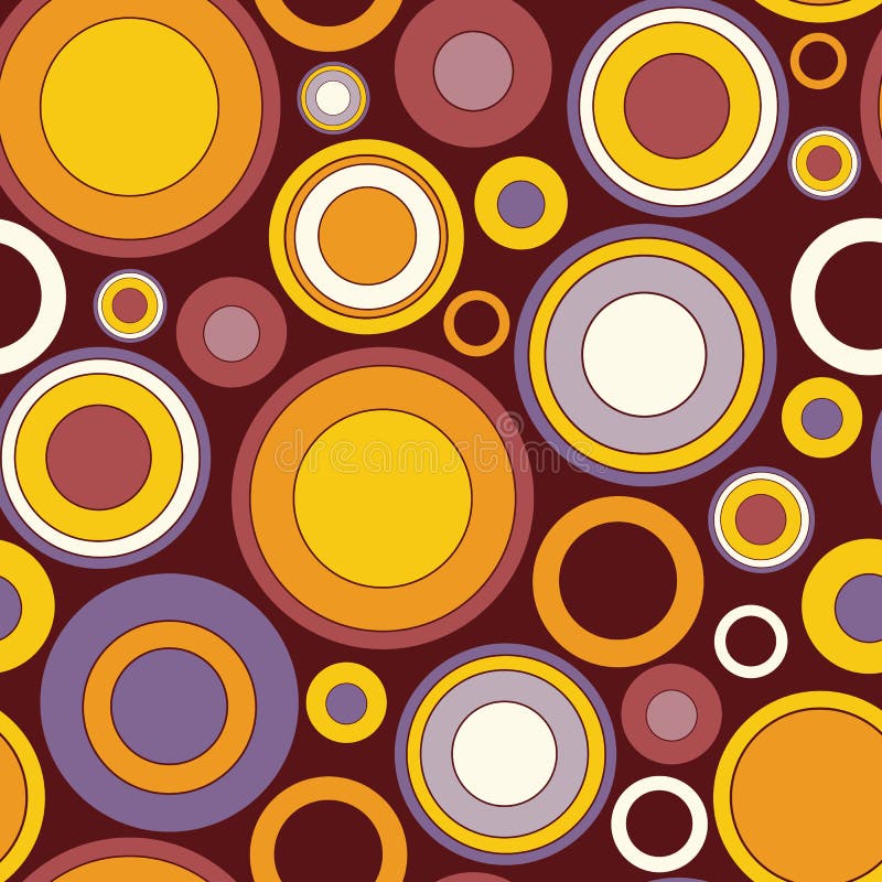 Groovy Retro Pattern with Circles on Dark Red Stock Vector ...
