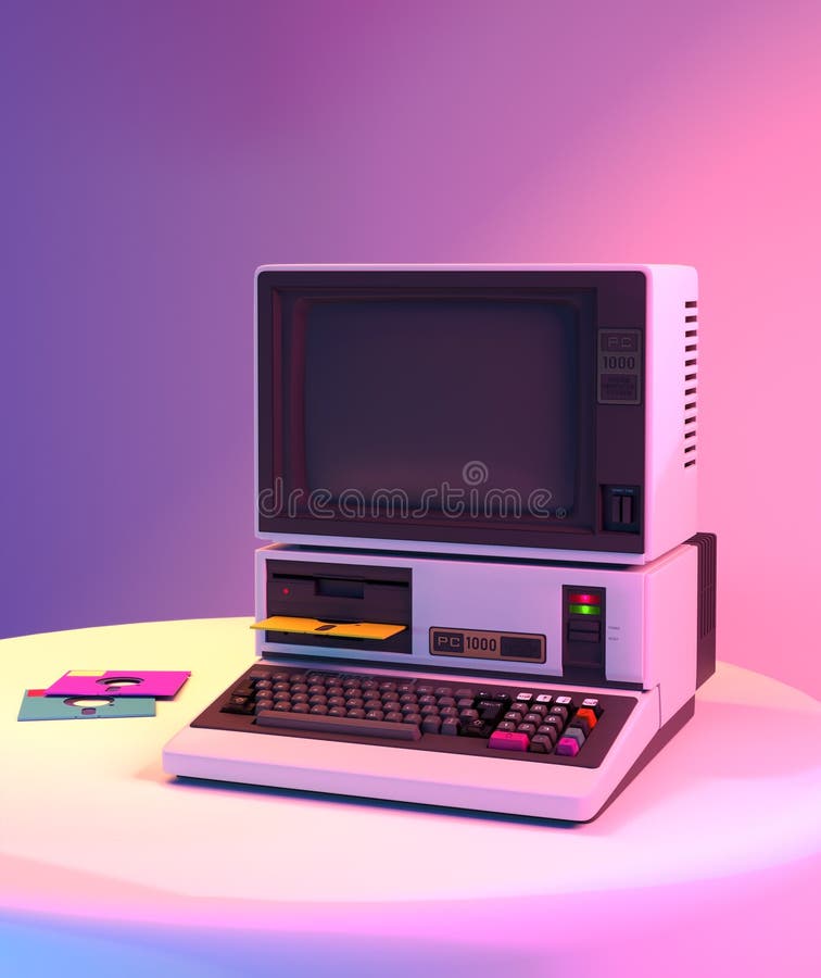 80s Personal Computer. stock illustration. Illustration of display ...