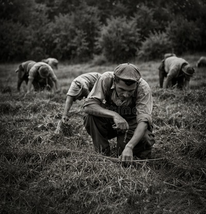 1940s Photo of Farmers Working in the Countryside Stock Illustration ...