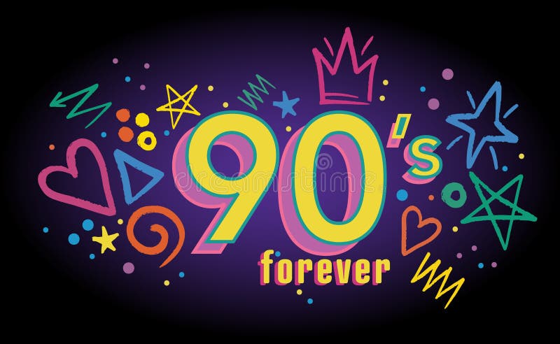 90s Poster. Nineties Forever. Vintage Vector Poster, Banner. Stock ...