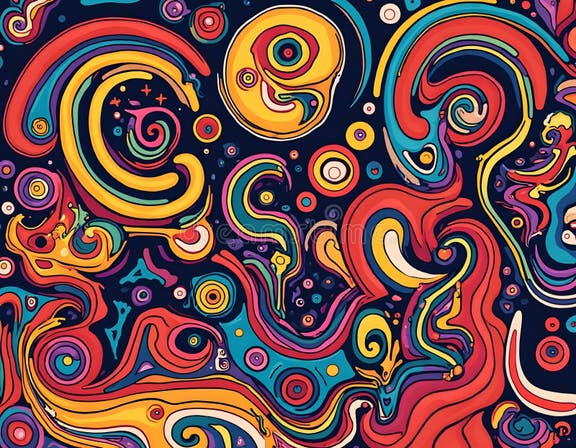 70s Psychedelic Design, Swirling Patterns. Stock Image - Image of print ...