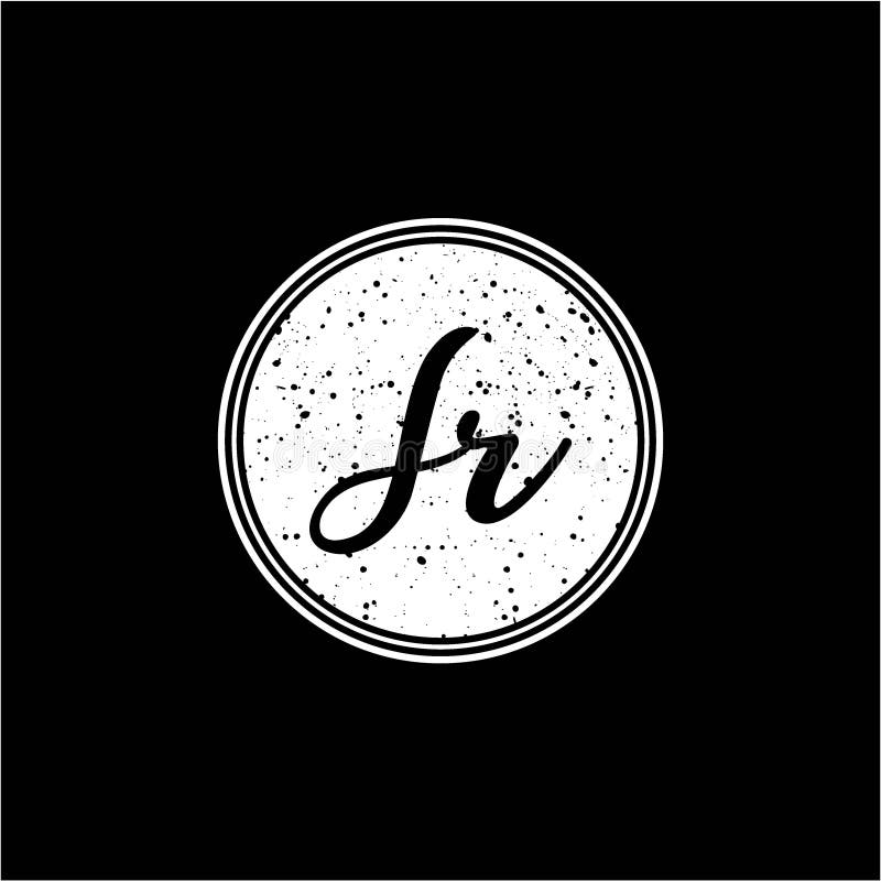 S R Initial Handwriting in Black and White Circle Frame Design Stock ...