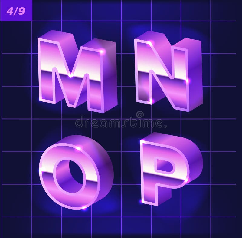 80 S Retro Alphabet Font Metallic Effect Type Letters And Numbers Stock Vector Illustration