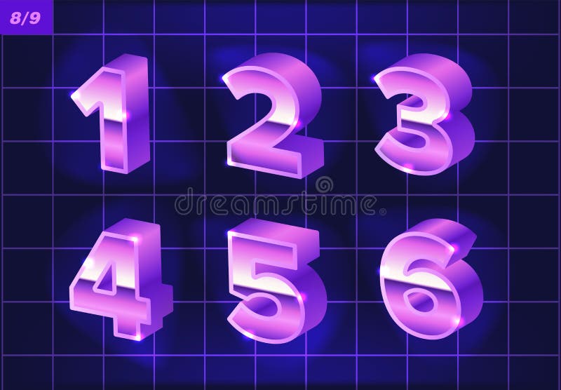 80 S Retro Alphabet Font Metallic Effect Type Letters And Numbers Stock Illustration
