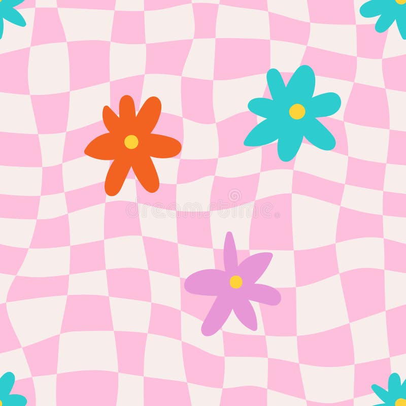 1970s Retro Flat Daisy Pattern Hippie Aesthetic Stock Vector ...