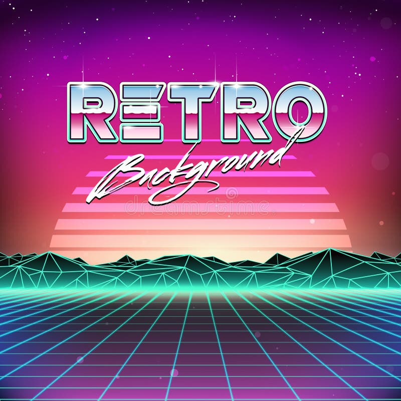 80s Retro Futurism Sci-Fi Background Stock Vector - Illustration of ...