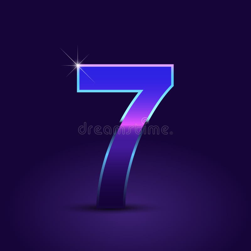 80 S Retro Number 7 Vector Font Isolated on Dark Violet Background ...