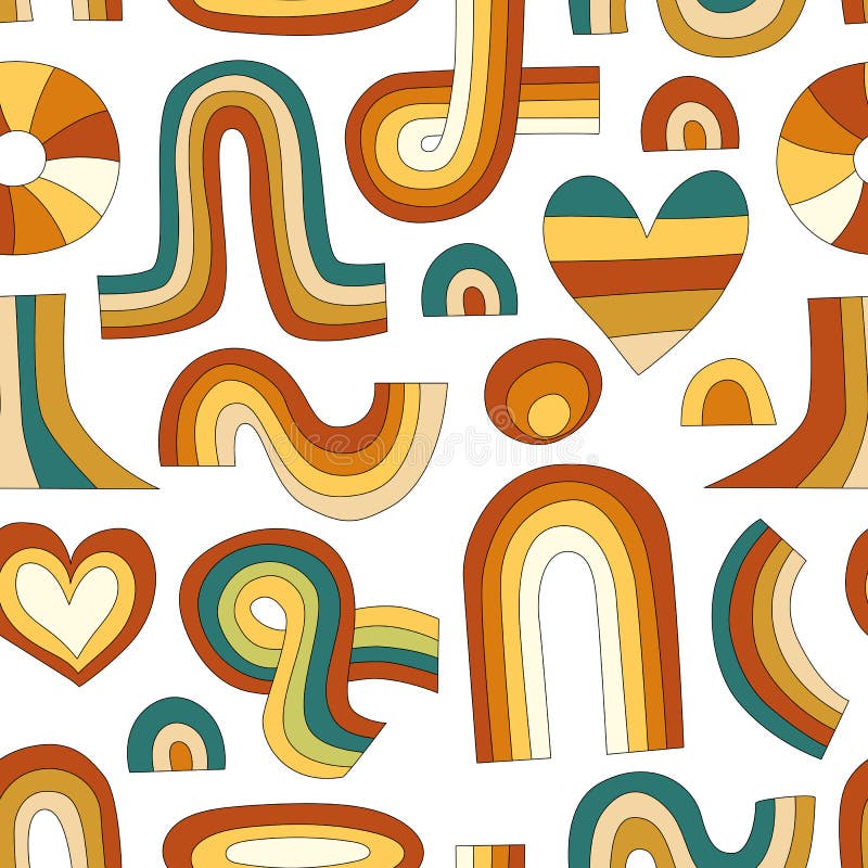 70s Retro Rainbow Vector Seamless Pattern. Groovy Vintage Repeat ... 70s Retro Rainbow Vector Seamless Pattern. Groovy Vintage Repeat ...