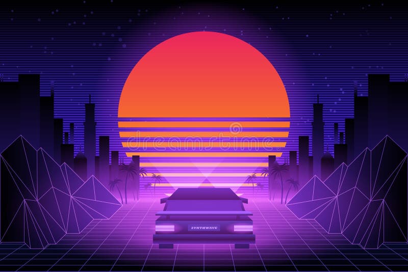 80s Retro Sci-Fi Background. Vector Retro Futuristic Synth Retro Wave ...