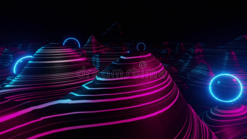 80s Retro Synth-wave Style 3d Render Animation Loop Stock Video - Video ...