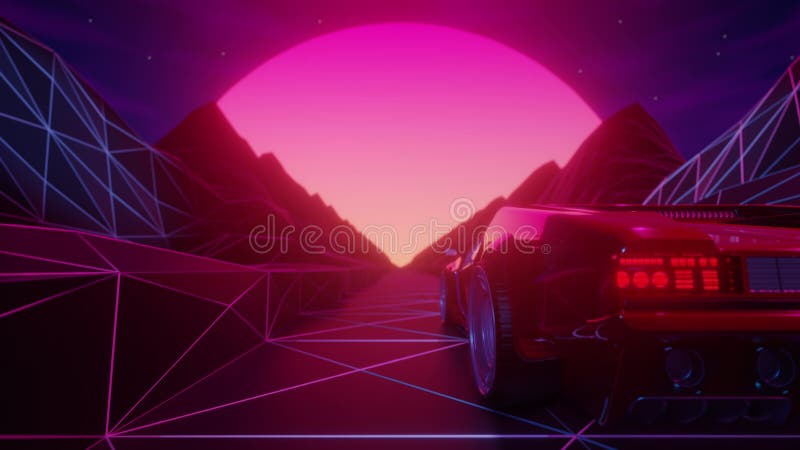 80s Retro Synthwave Grid 3d Render Animation Stock Video - Video of endless, glowing: 172412443