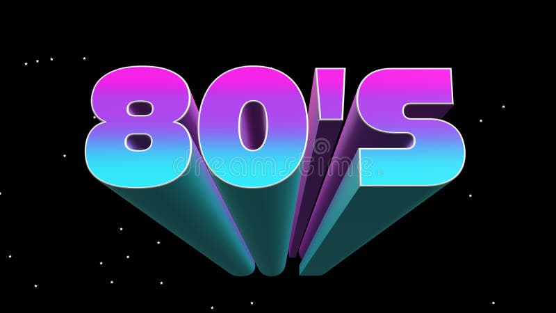 80s Retro Text on Black Background. 3D Rendering. Stock Illustration ...