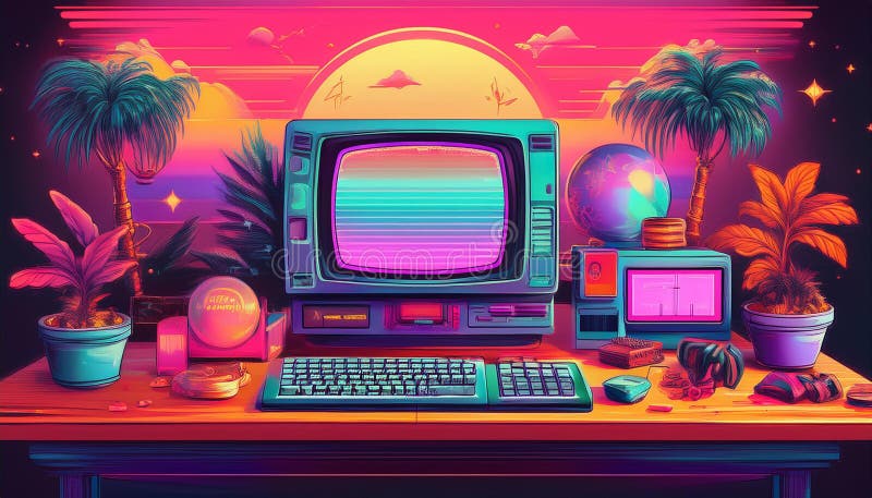 Vintage Computer Desktop Icons Stock Illustrations – 436 Vintage ...