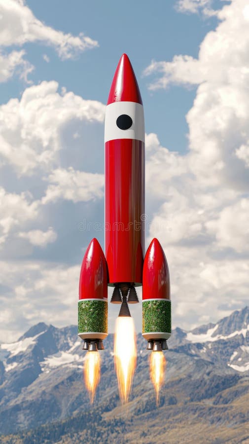 50s Rocket with Modern Eco Friendly Boosters Launches into Sky ...