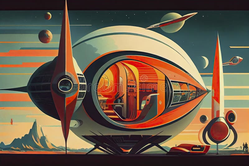 1960s-1970s Retro Style Space Illustrations. Psychedelic Style Stock ...